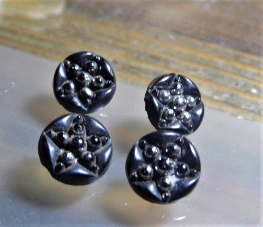 Four Antique Whitby Jet Buttons