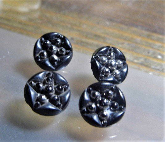 Four Antique Whitby Jet Buttons