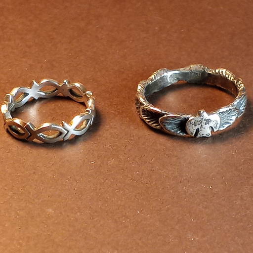 Vintage Pair Sterling Silver Enfilade Rings