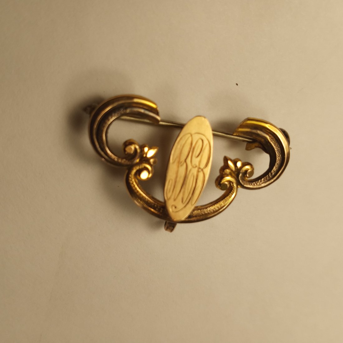 Antique Victorian Calligraphy Engraved Lavalier Pin