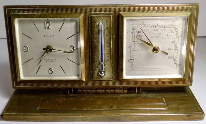 Vintage Rensie German Clock Barometer Thermometer