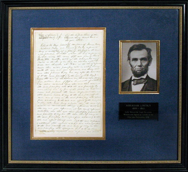 978: Original Abraham Lincoln Manuscript 1838