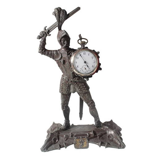 Pocket Watch Stand Around 1880/1900, Knight With Sword, In The Base 2 ...