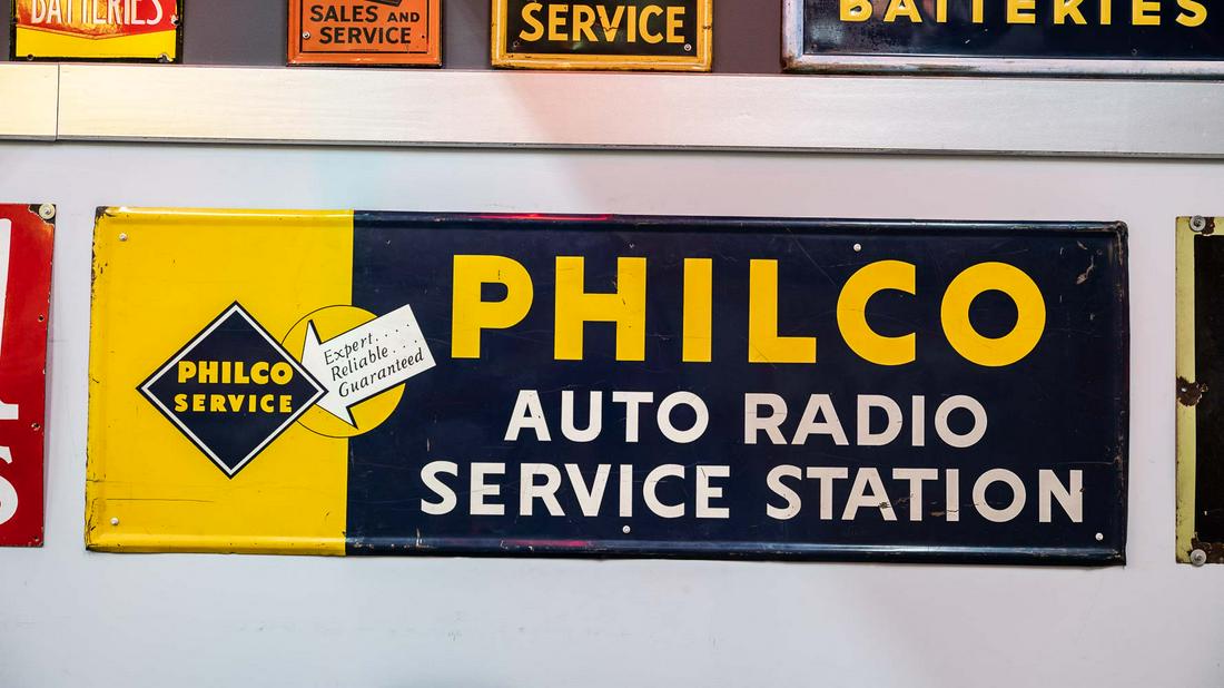 Philco Service Station Single-sided Tin Sign Auction
