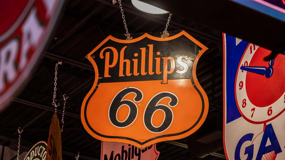 Phillips 66 Double-sided Porcelain Sign Auction