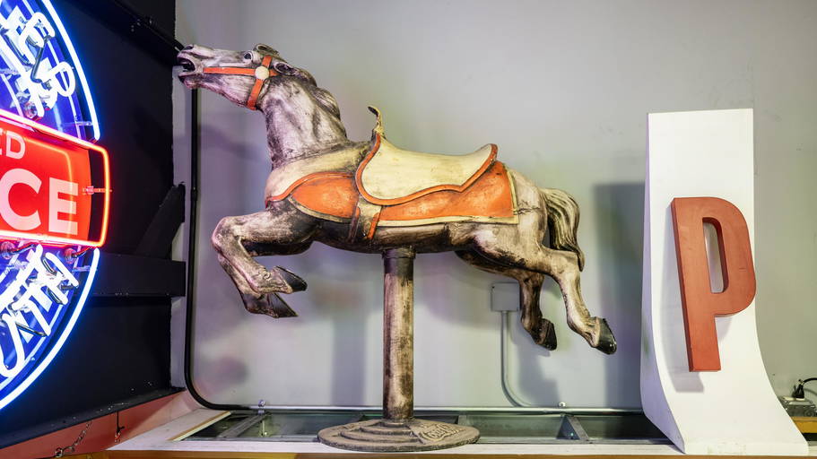 1950s Carousel Horse On Cast Iron Coca Cola Stand