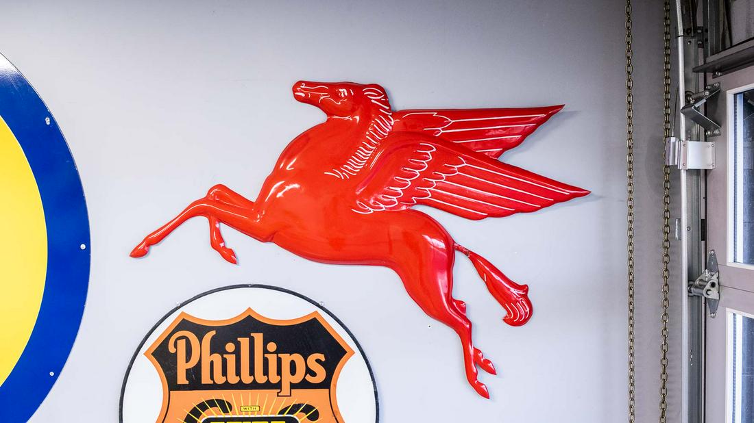 Pegasus Single-sided Embossed Porcelain Sign Auction
