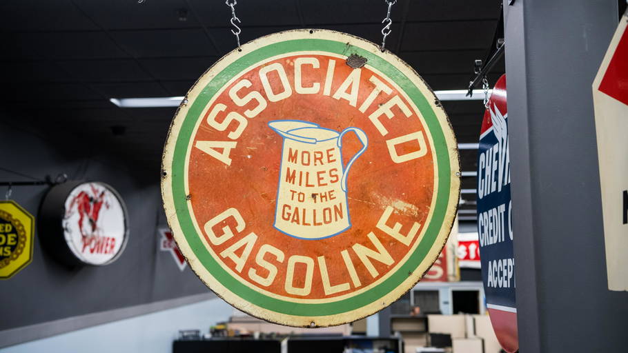 Associated Gasoline Double Sided Porcelain Sign