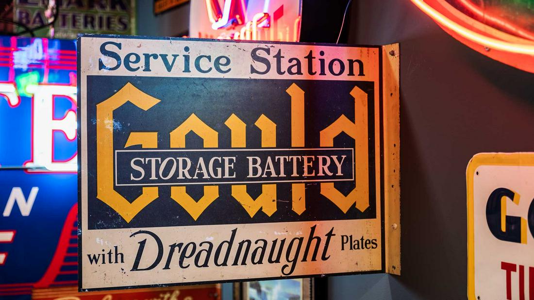 Gould Battery Tin Flange Sign Auction