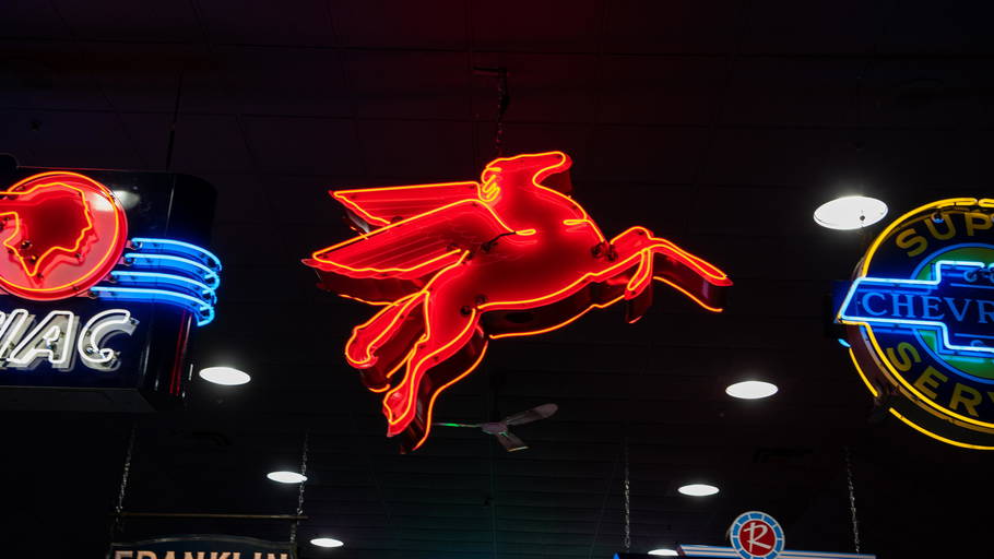 Mobil Pegasus Double Sided Porcelain Neon Rotator Sign