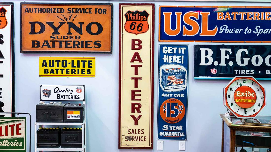 1950s Phillips 66 Battery Sales Service Single-sided Embossed Tin Sign ...