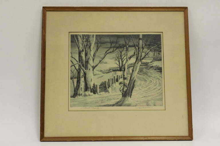 Etching Of Winter Forrest