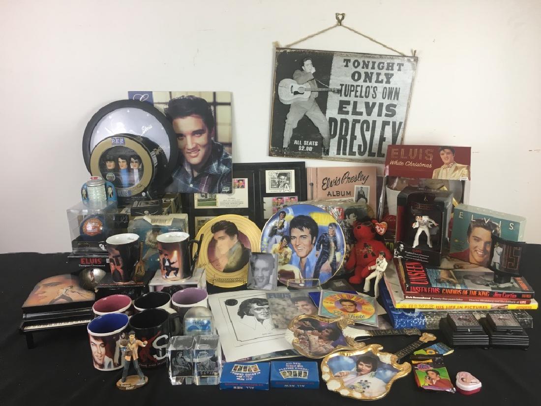 2 Boxes Of Elvis Items Including An Elvis Figure