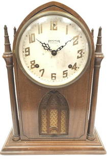 Ingraham Eight Day Double Chime Tambour Mantle Clock