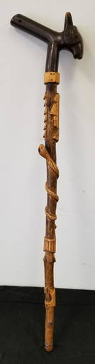 Antique 1889 Carved Wood Native American Cane