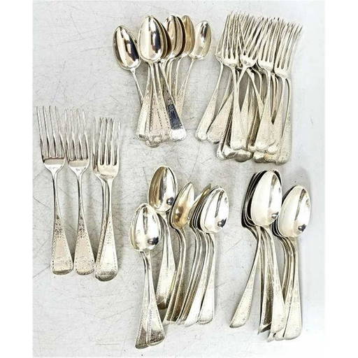 American Coin Silver Flatware Set For 12, Circa 1850