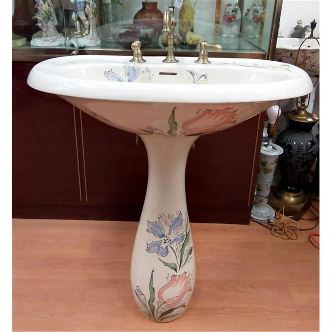Rare Pozzi Ginori Porcelain Pedestal & Sink