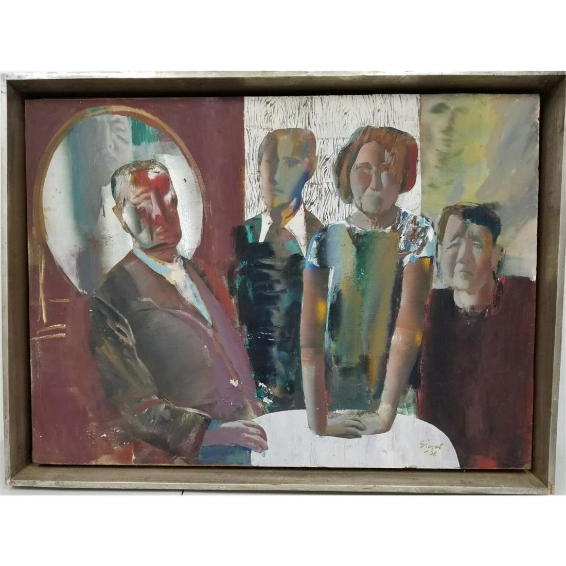 Large Painting Oil On Board Istvan Eigel