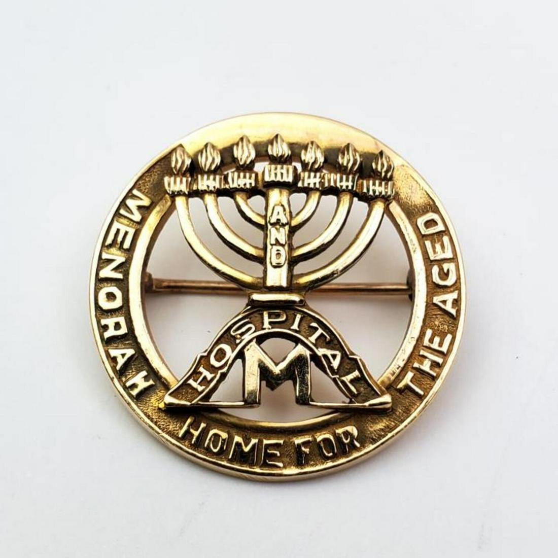 Judaica 14k Gold Menorah Pin