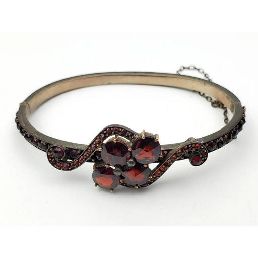 Antique Sterling Silver And Garnet Bracelet