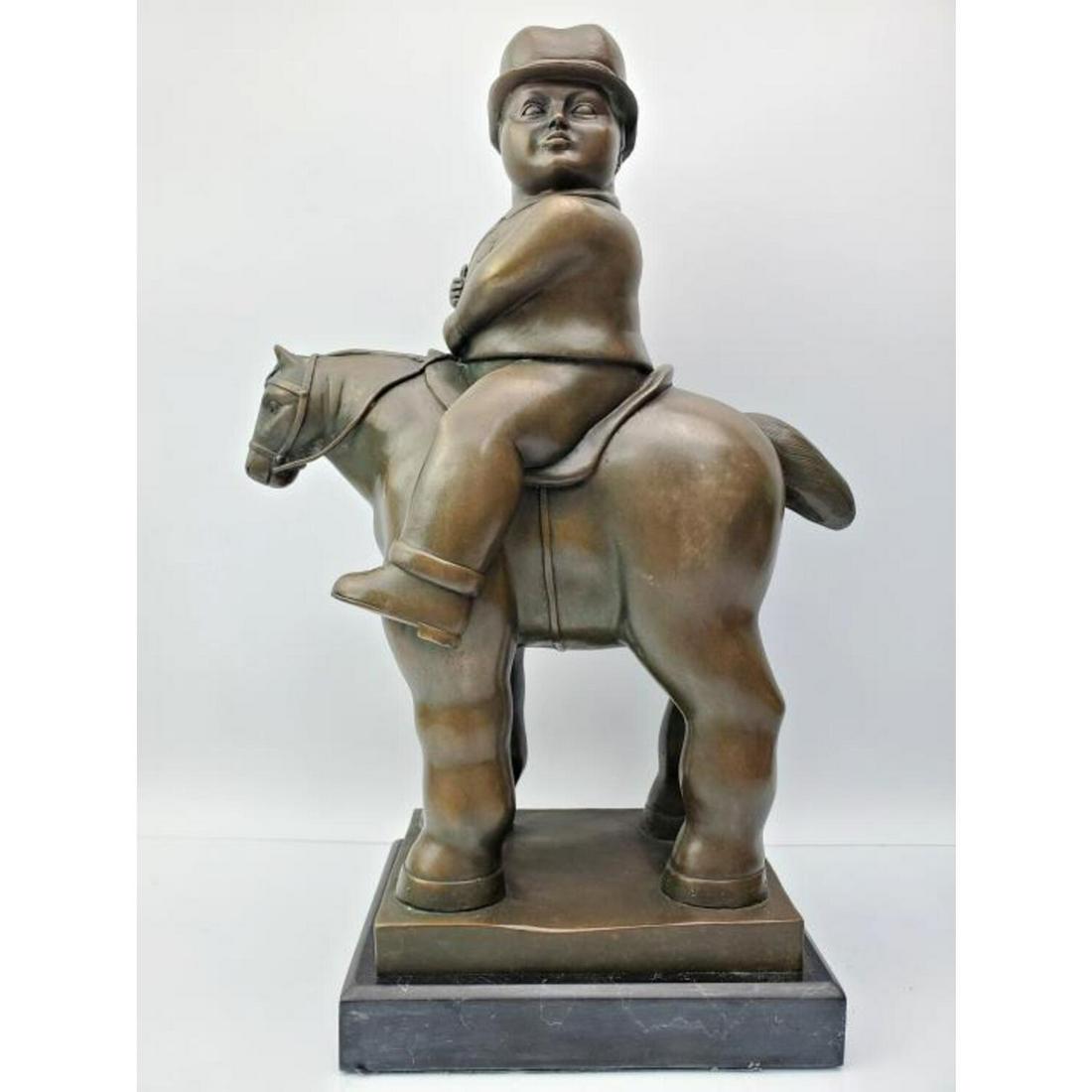 After Botero, Bronze Figure On Black Marble Base Auction