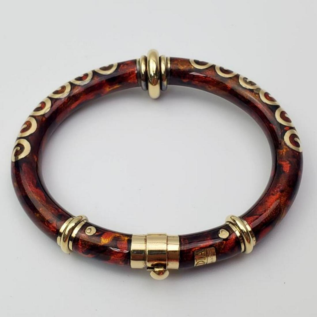 Fidia Gioielli 18k Gold And Red Enamel Bracelet Auction