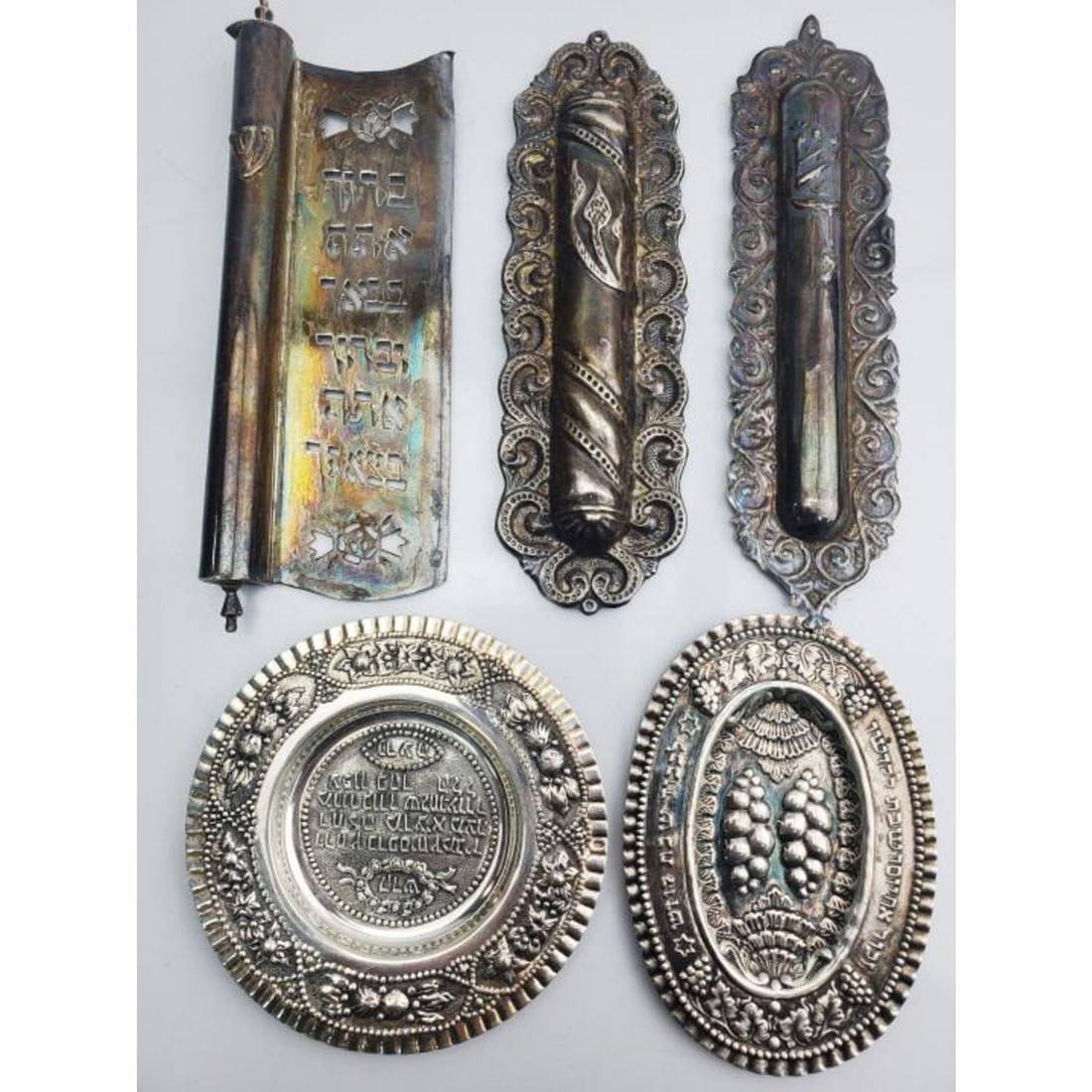 5 Piece Judaica Lot Of Sterling Silver Items Auction