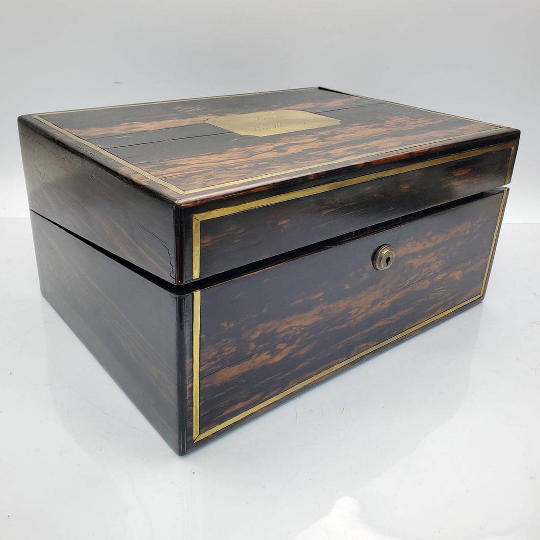 Antique English Coromandel Wood Travel Writing Box Auction