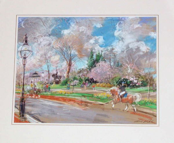 584: "Kamil Kubik, Sunday in the Park, Signed Pastel
