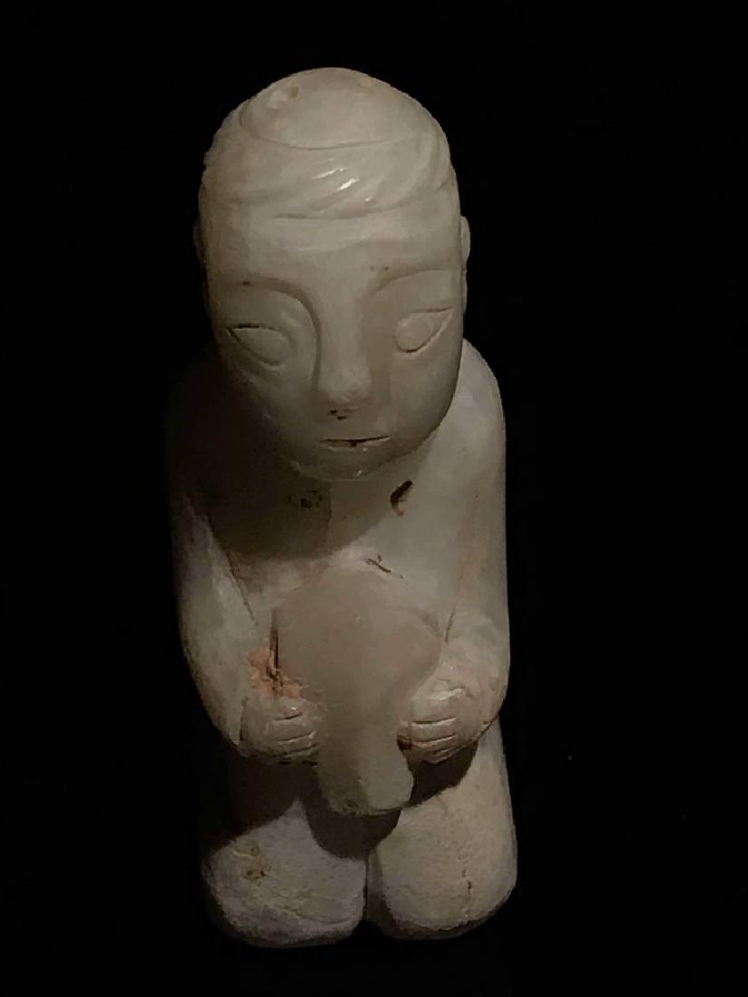 Chinese Han Dynasty White Jade Man In Prayer