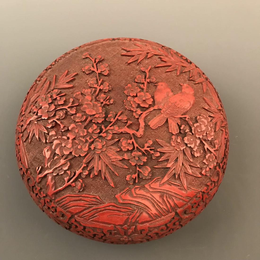 Chinese Red Lacquer Carving Box