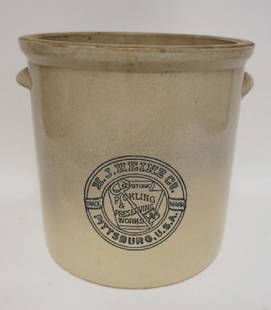 Heinz 4 Gallon Stoneware Crock W/keystone Logo Tha