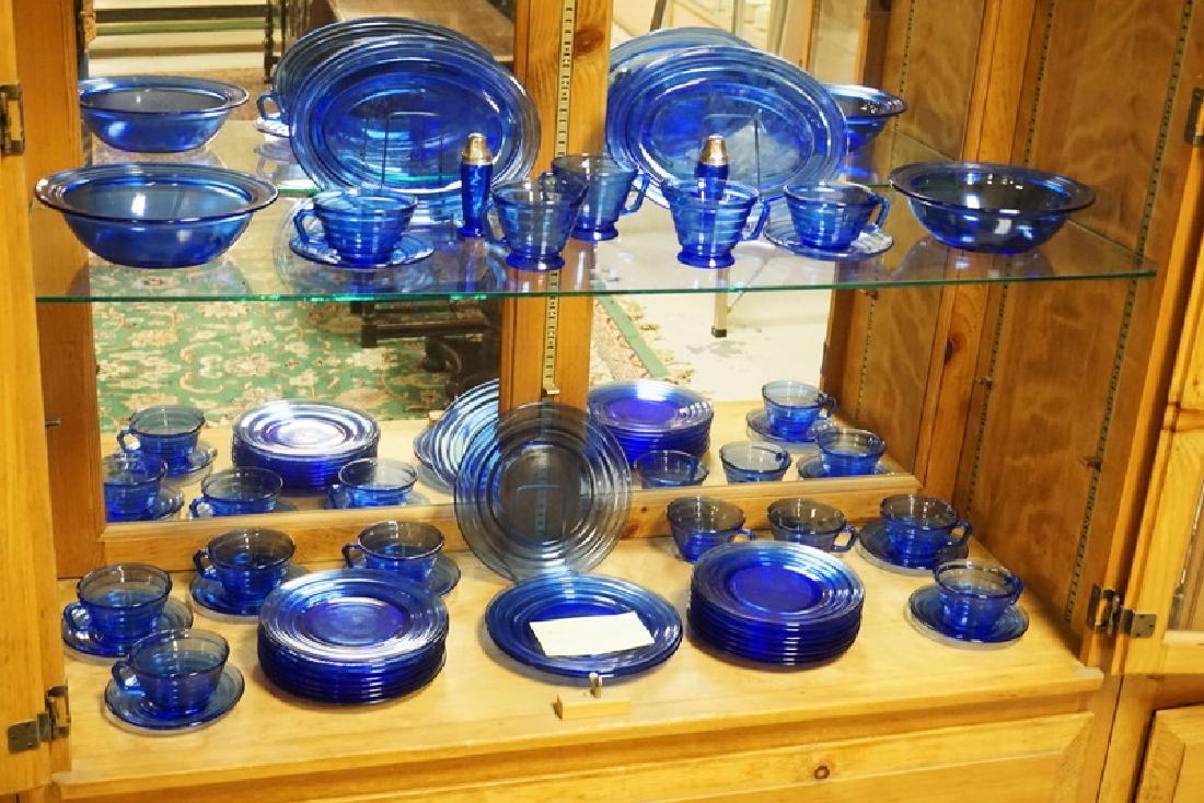 46 PIECES OF BLUE MODERNTONE DEPRESSION GLASS.
