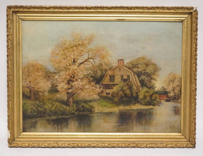 *l Watts* Oil Painting On Canvas Of A Cottage By A