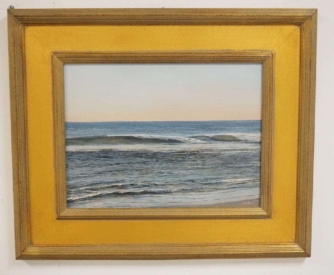 ROBERT HAMBLEN OIL PAINTING ON BOARD OF A SHORE SCENE