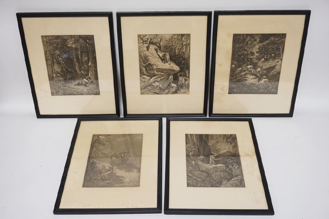 5 Engravings. H. Pisan After Gustav Dore. Each Approx 8