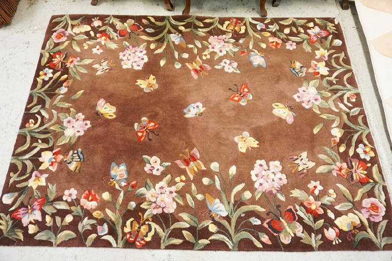Royal Palace Hand Made Area Rug Featuring Butterflies