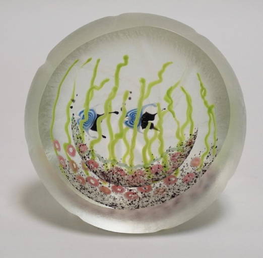 Vandermark Art Glass Paperweight Featuring Fish Among
