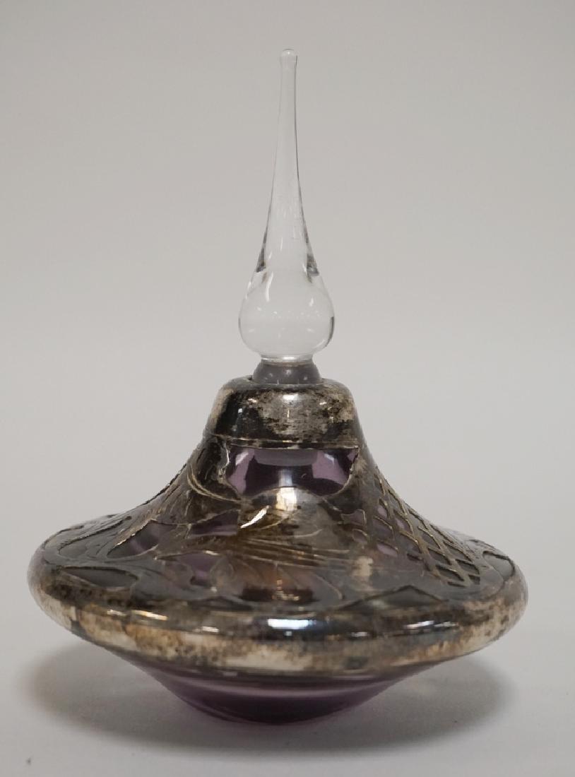 VANDERMARK STERLING SILVER OVERLAY PERFUME BOTTLE.