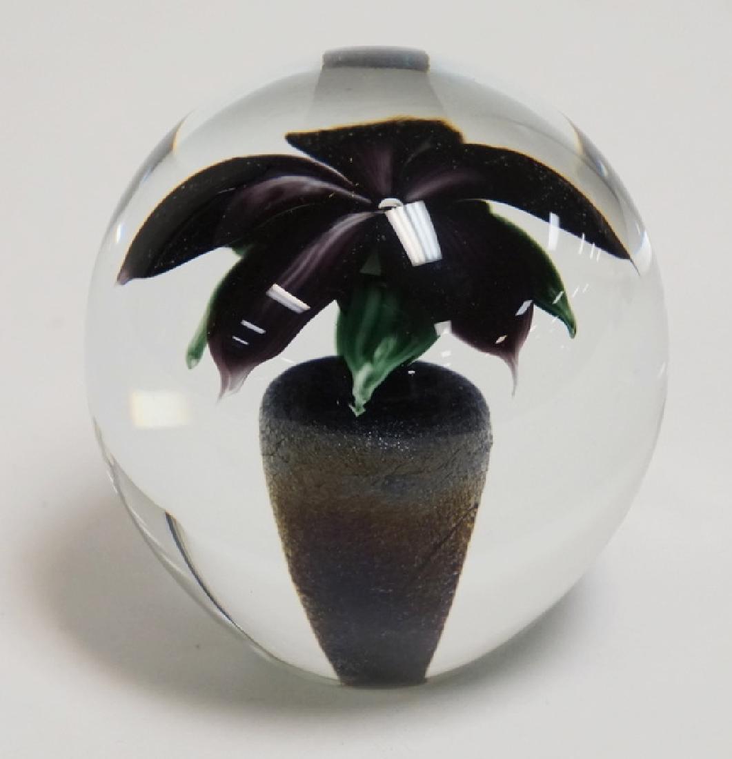 VANDERMARK ART GLASS PAPERWEIGHT. INTERNALLY DECORATED