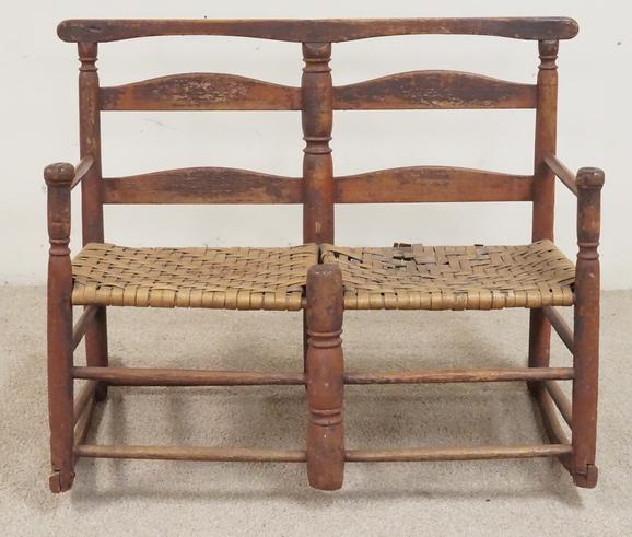 Antique Primitive Country Double Rocking Chair