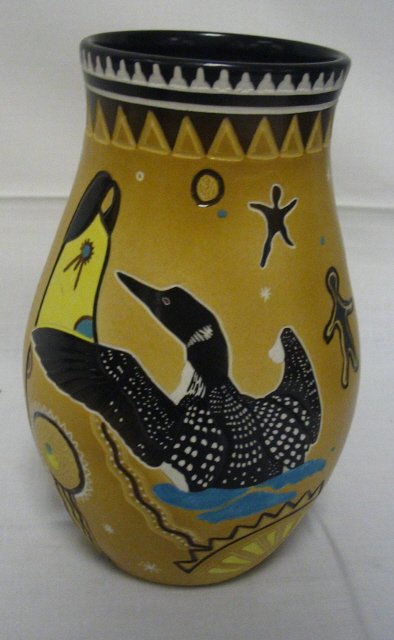 *talking Earth* Iroquois Pottery Vase, Loon Nation