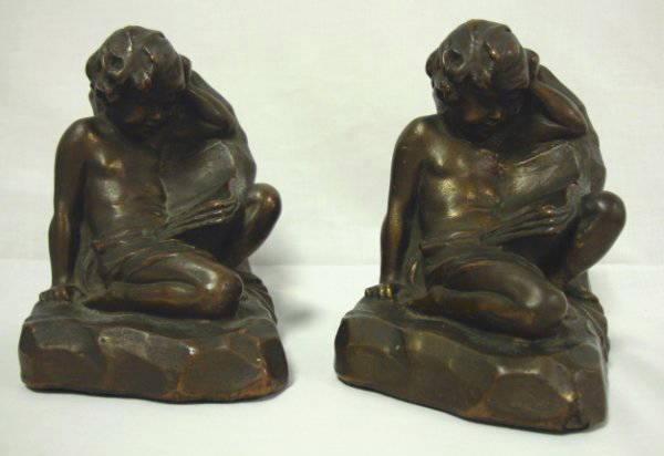 Pr Of *armor Bronze* Bookends, 1914; Artist Signe