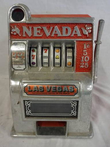 Las Vegas Vintage Large Metal Slot Machine Bank