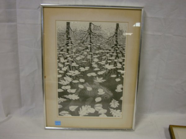 145: ESCHER PRINT, KOI FISH IN POND W/REFLECTIONS; 13 1 - Feb 20, 2009 ...