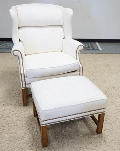 Sherrill Upholstered Wing Chair W/foot Stool