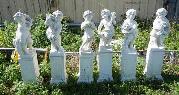6 Concrete Garden Statues