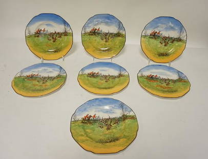 7 Crown Ducal Hunt Scene Plates