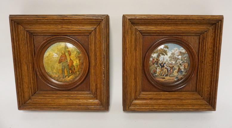 2 Framed Antique Pot Lids