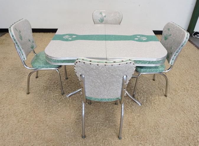 Vintage Formica Chrome & Vinyl Dinette Kitchen Set
